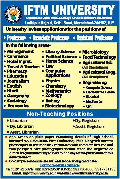 IFTMU – Career @ IFTM University